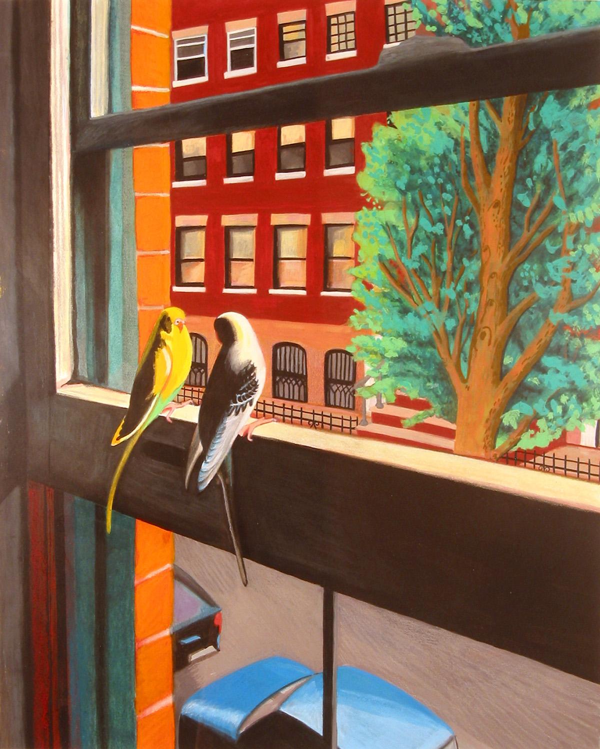 Birds on a Window | Ann Decker | Paintings